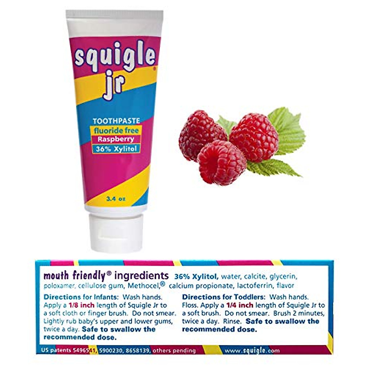 Squigle Jr Toothpaste (for Infants, Toddlers), Travel Toothpaste, Prevents Cavities, Canker Sores, Chapped Lips. Soothes, Protects Dry Mouths. Stops Tooth Sensitivity, No SLS - 1 Pack