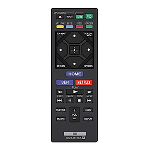 New RMT-B126A Remote Control Replacement for Sony Blu-Ray Disc DVD Player BDPBX120 BDPBX320 BDPBX520 BDPBX620 BDPS1200 BDPS2100 BDPS2200 BDPS3200 BDPS5200D BDPS6200, sub RMT-VB200U RMT-VB100U