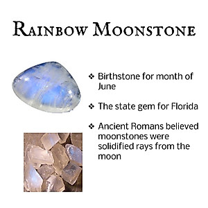 Sterling Silver Celtic Knot and Genuine Rainbow Moonstone Ring Size 7(Sizes 4,5,6,7,8,9,10,11,12,13,14,15)