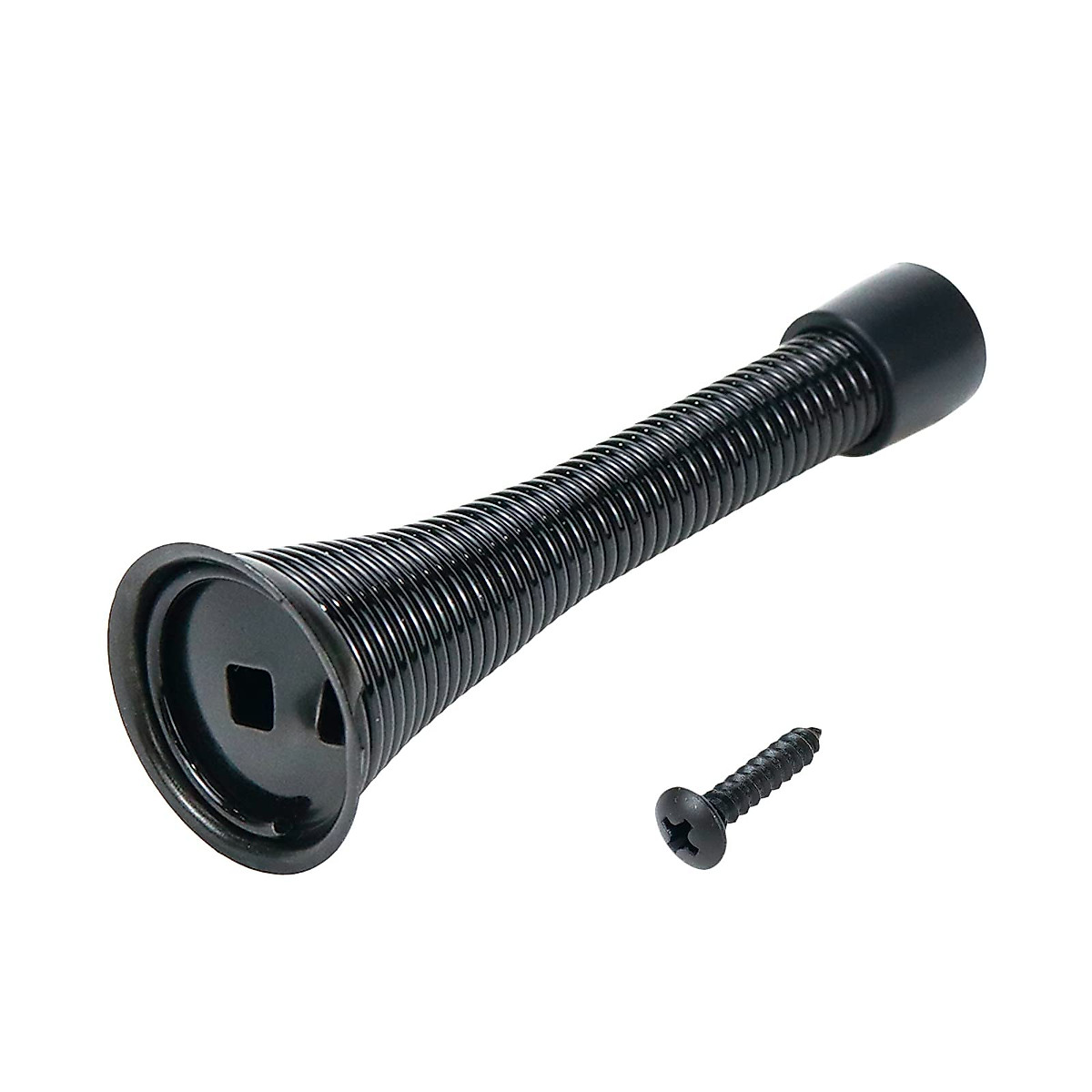 Dahszhi 6 Pcs Flexible Spring Door Stops Door Stopper with Black Rubber Bumper Tips,Black