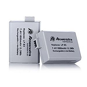 Powerextra 2 Pack LP E5 Replacement LP-E5 Battery Pack for Canon Rebel XS Rebel T1i Rebel XSi 1000D 500D 450D Kiss X3 Kiss X2 Kiss F