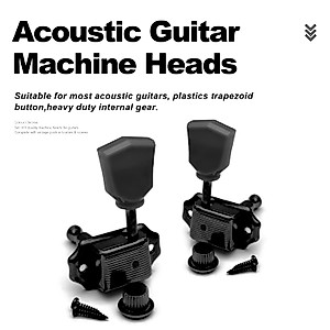 MAXCHEER 3R3L Vintage Guitar Deluxe String Tuning Pegs Machine Heads Greenish Button for Epiphone Les Paul Style Guitar Replacement (Black)