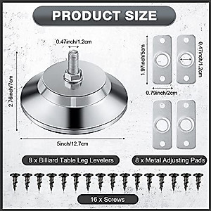 Hicarer 8 Pieces Billiard Pool Table Leg Levelers Adjustable Leveling Feet Leveling Risers Furniture for Football Soccer Game Table 5 Inch Cabinets Metal Heavy Duty Cabinets Legs