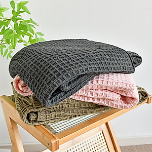 Xuyier Chunky Cable Knit Throw Blanket, Waffle Knitted Blankets for Couch Bed, White Warm Cozy Knit Woven Farmhouse Blanket Lightweight Travel Blankets for Sofa Living Room, 50"X60"