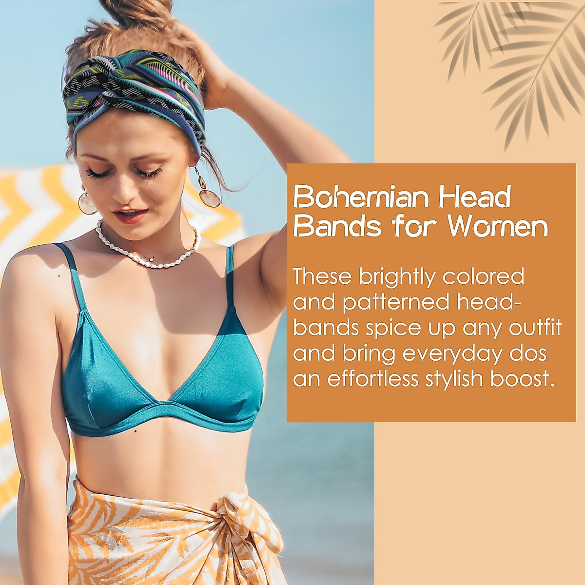 Achiou Boho Headbands for Women, Twist Knotted Head Bands for Women's Curly Hair Non Slip, Wide Turban Cloth Hairbands, Elastic Hair Accessories for Girls Yoga 6 Pack Two Size