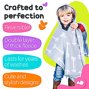 Birdy Boutique Car Seat Poncho for Kids – Safe to Use Over Seat Belts – Reversible Warm and Cozy Blanket – Easy on Easy Off and Doesn’t Impact Car Seat Performance – Gray Arrows – One Size