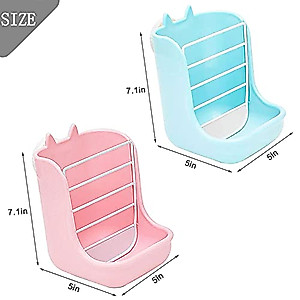 Hamiledyi Rabbit Hay Feeders Rack 2 in 1 Feeder Bowls Double Bunny Feed Holder Grass Food for Small Animal Supplies Chinchillas Guinea Pig Hamsters (Pink and Blue) 2 Pcs