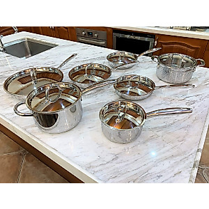 Fortune Candy 1.6-Quart Saucepan with Lid, Tri-Ply, 18/10 Stainless Steel, Comfortable Grip & Advanced Welding Technology, Dishwasher Safe, Induction Ready, Mirror Finish, Silver