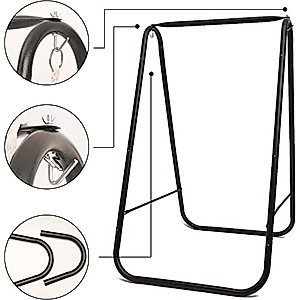 SENADA Swing Chair with Stand, Handwoven Rope Swing Hammock Chair, Heavy Duty Hammock Stand Max Load 360lbs, Garden Indoor Outdoor Hanging Chair Stand Included Set (White)