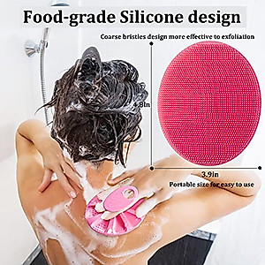 YEADMAL Silicone Body Scrubber Shower Cleansing Brush Pad Bath Exfoliating Soft Bristles SPA Massage Skin Care Tool,for Sensitive and All Kinds of Skin (Pink)