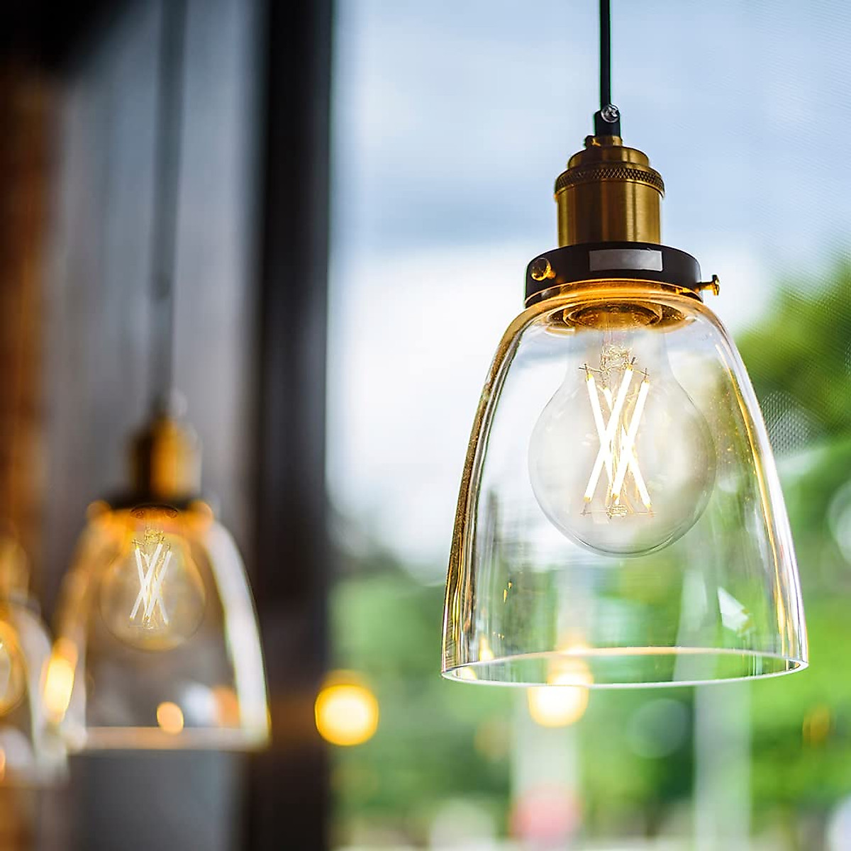 Maxxima Clear A19 LED Filament Light Bulb - 800 Lumens, Dimmable Edison Style, 60 Watt Equivalent, 8.5 Watt LED, 2700K Soft White, Vintage Style Bulb, Ideal for Home, Restaurant, Bar - 6 Pack