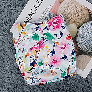 babygoal Reusable Cloth Diapers for Baby Girls, One Size Adjustable Washable Pocket Nappy Covers 6 Pack+ 6pcs Microfiber Inserts+4pcs Bamboo Inserts 6FG27