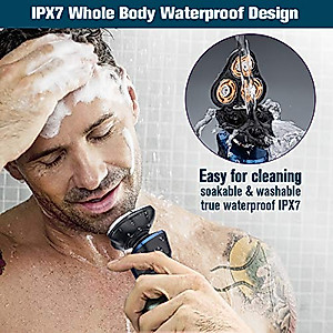 Electric Razor for Men, Mens Electric Shavers, Dry Wet Waterproof Rotary Facial Shaver, Portable Face Shaver Cordless Travel USB Rechargeable with Beard Trimmer LED Display for Shaving Husband Dad