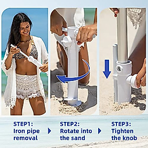 AMMSUN Beach Umbrellas for Sand Heavy Duty Wind Portable,6.5 ft Beach Umbrella with Sand Anchor & UV Protection,Outdoor Patio Umbrella with Carry Bag for Beach Patio Garden Outdoor (Blue)