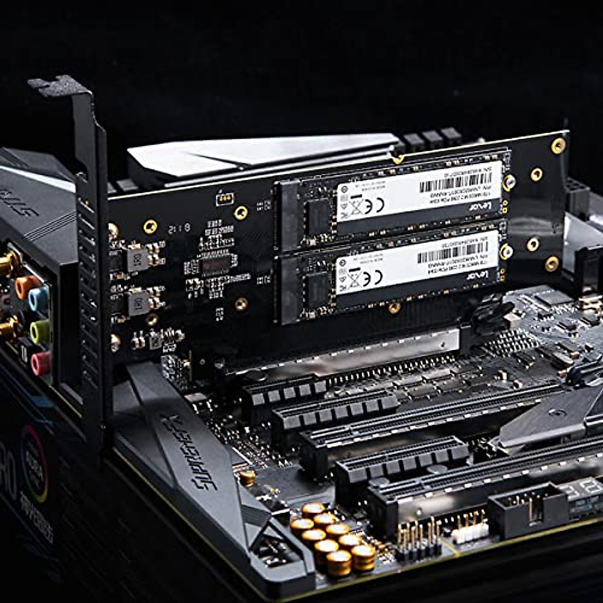 JEYI Quad NVMe PCIe 4.0 Expansion Card, Supports 4 NVMe M.2 SSD 2280 up to 8TB, Raid Bandwidth 256Gbps, Required Bifurcation