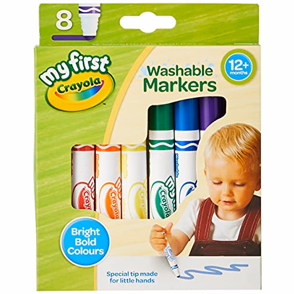 Crayola MyFirst Washable Markers - Assorted Colours (Pack of 8) | Easy-Grip Markers Perfect for Toddlers Hands | Ideal for Kids Aged 12+ Months