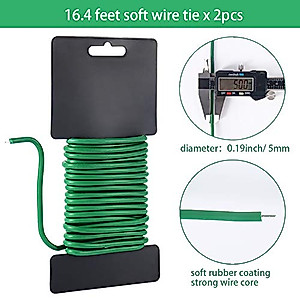 Shintop Reusable 5mm Garden Plant Twist Tie, 2PCS Heavy Duty Soft Wire Tie for Tomato Plants, Climbing Roses and Vines Organizing (Green, 32.8 Feet)