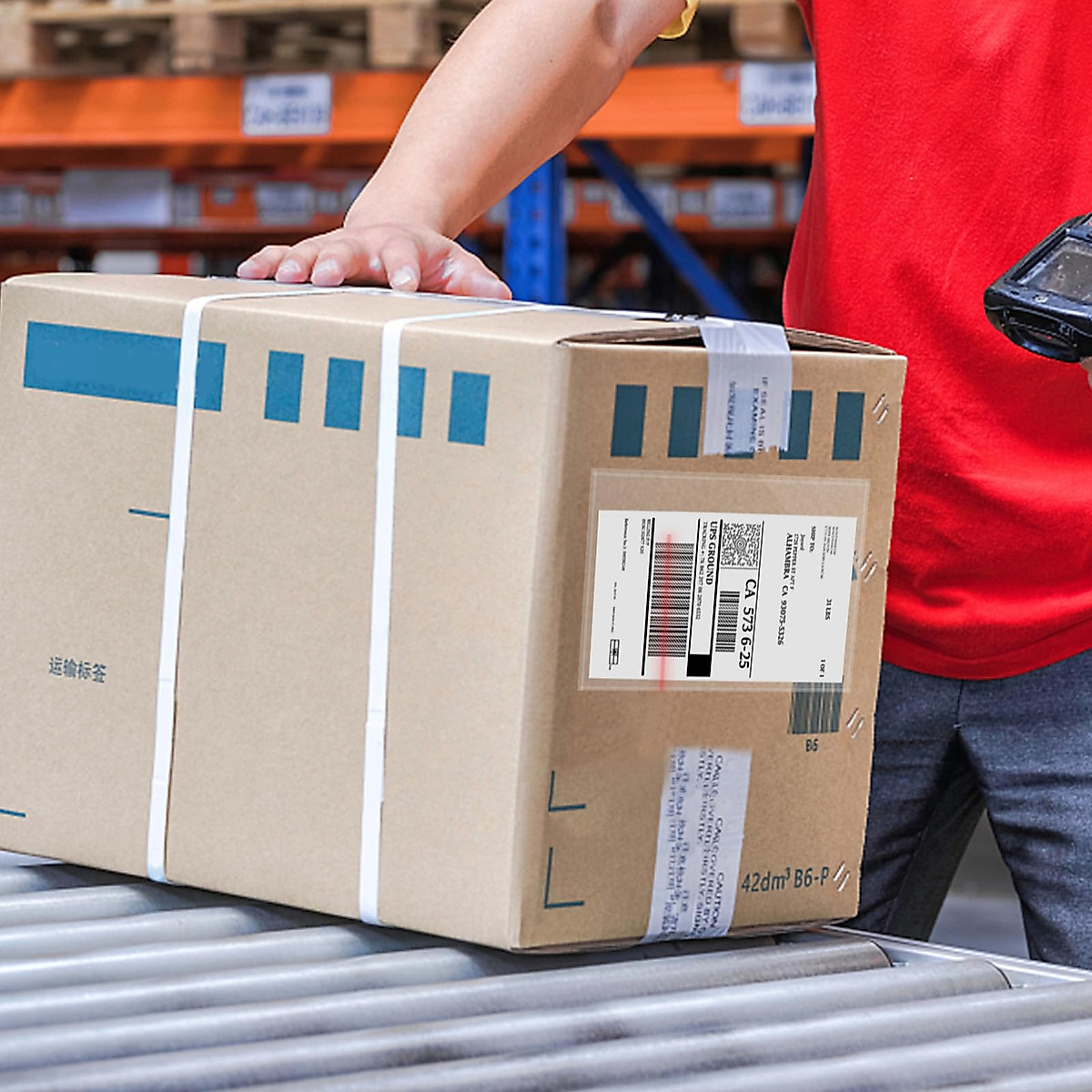 100 Pack 7.5" x 5.5" Clear Self-Adhesive Top Loading Packing List/Shipping Label Envelopes Pouches