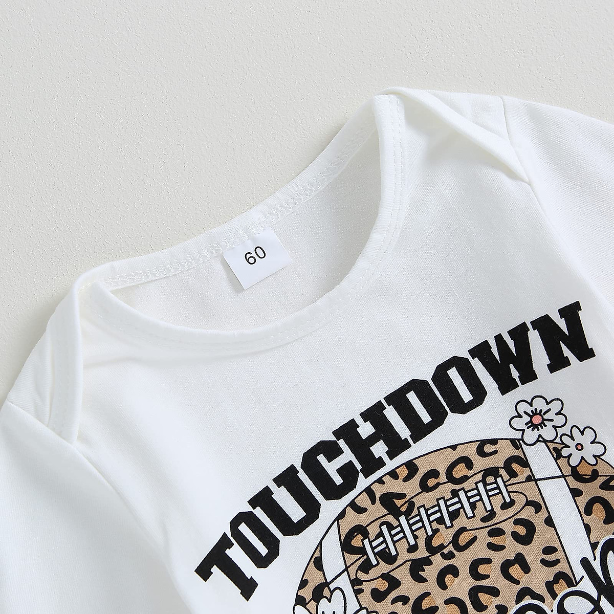 Twopumpkin My First Thanksgiving Baby Girl Outfit Newborn Turkey Onesie Romper Bell Bottoms 1st Thanksgiving Clothes (Football Season White, 0-3 Months)