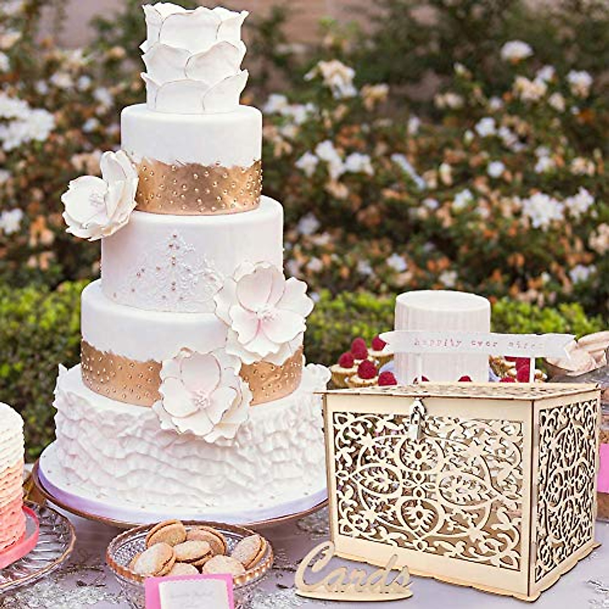 OurWarm DIY Wedding Card Box with Lock Rustic Wood Card Box Gift Card Holder Card Box Perfect for Weddings, Baby Showers, Birthdays, Graduations Hold up 225 Cards