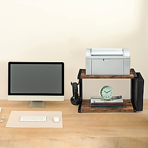 melos Printer Cart, 2-Tier Printer Stand with Storage, Mobile Printer Stand Shelf with Wheels, Under Desk Printer Stand for Fax Machine, Copier, Scanner, Printer, Scanner