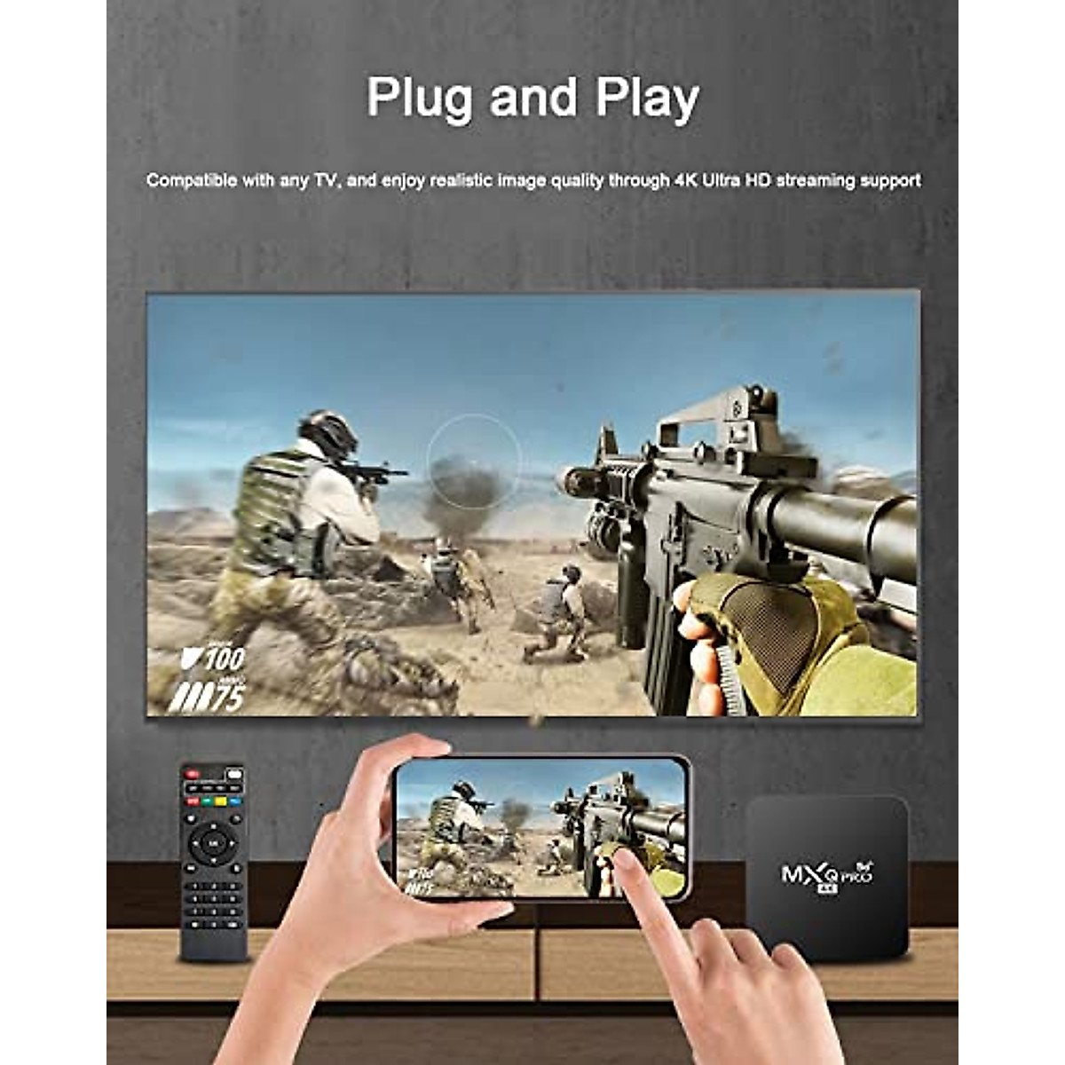 MXQ Pro 5G Android 10.1 TV Box, 4K MXQ Pro 5G WiFi Quad Core 3D Media Player 2+16GB Home Media Player