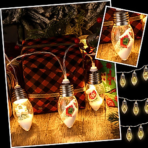 Hungdao Christmas Snow Globe String 7 ft Lights Christmas Tree Bubble Lights with 10 LED Clear Bulbs Battery Operated Snow Globe Lights Christmas Decoration for Garden Decor Party Indoor Outdoor Home