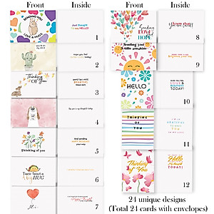 Thinking of You Cards with Envelopes - 24 Thinking of You Greeting Cards with Unique Designs and Inspiring Words - The Perfect Encouragement Cards to Send to a Close Friend, Relative or Loved One (24)