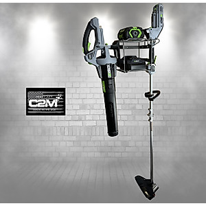 C2M Lawn Power Tool Organizer Wall Mount Rack Hanger for Leaf Blower and Weed Eater - Grey