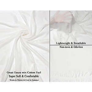 Gragengs Women Summer Scarfs Cotton Lightweight Large Long Gauze Shawl Beach Wrap Plain 75”×43” (White)