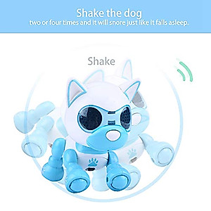 SPYMINNPOO Robot Dog Toy,Electronic Robot Dog Pet Toy Smart Kids Interactive Walking Sound Puppy with LED Light Educational Toy Gift Robot Dog Toy for Kids Children (Blue)