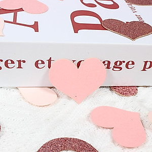 Blopee Heart Confetti, 300 pcs Pink Confetti, Valentines Confetti for Bridal Shower Decorations, Valentines Day, Wedding Shower, Anniversary Party