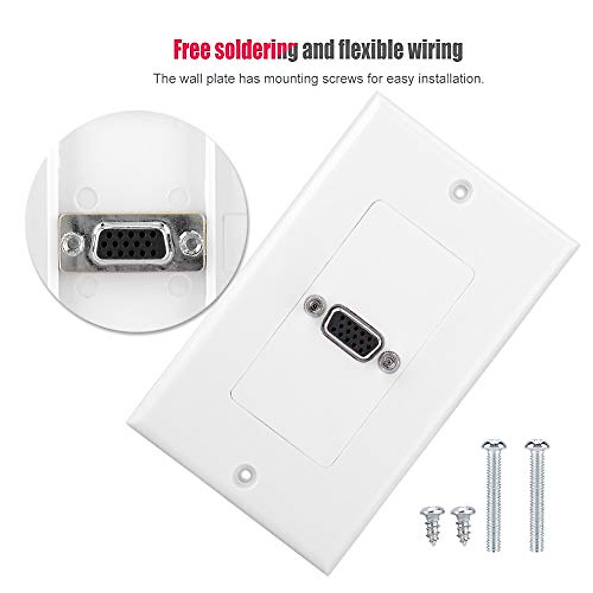 DAUERHAFT Wall Mount VGA Head Flexible Wiring Easy Installation ABS Socket Panel for Engineering Wiring