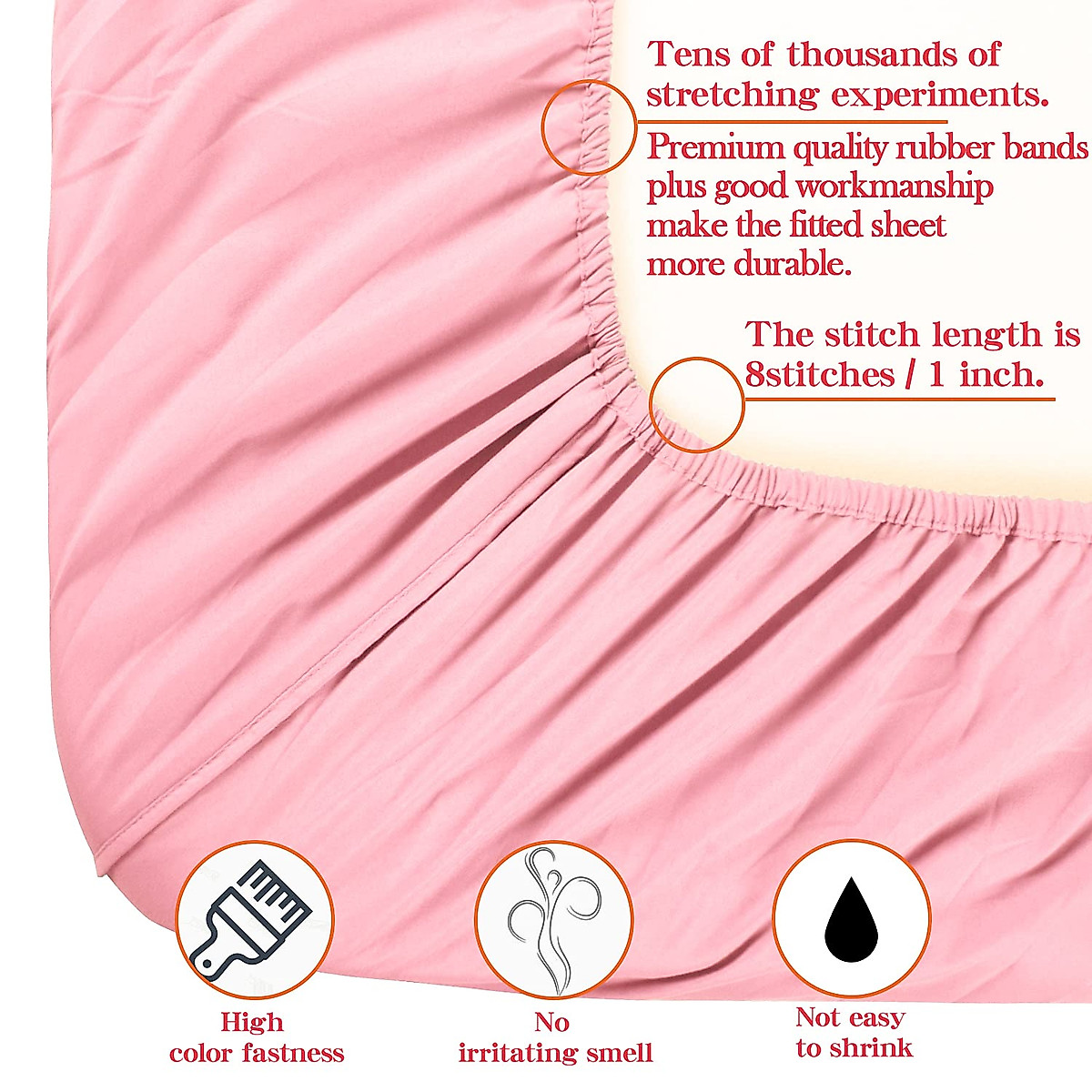 NTBAY Twin Fitted Sheet Only - Brushed Microfiber Deep Pocket Fitted Sheet - Soft, Wrinkle-Free, Fade-Resistant, Stain-Resistant, Hotel Quality Fitted Bed Sheet, Pink