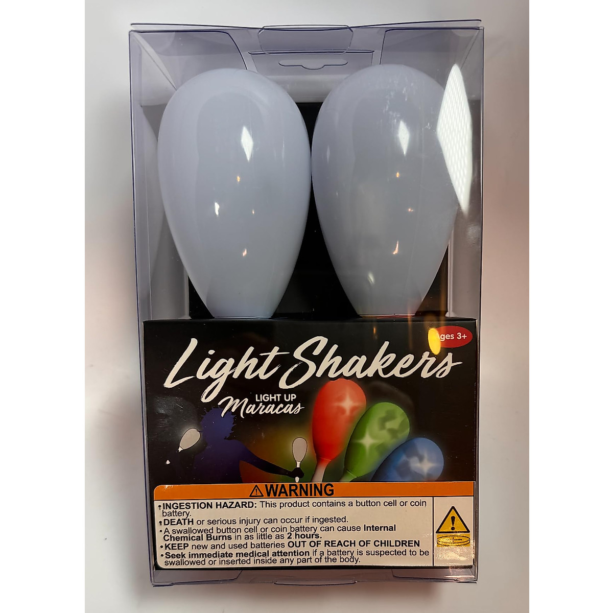 Pack of 2 Light Shakers LED Light Up Maracas - Choose From Multiple Modes: Solid Red, Green, and Blue; Plus COLOR CHANGE (Alternates Colors With Every Shake)
