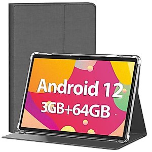 HISORL Android Tablet, 10 inch Android 12 Tablet, 3GB RAM 64GB ROM 512GB Expand, 8000mAh Battery, WiFi, Bluetooth, Dual Camera, HD Touch Screen, GMS Certified(Silver)