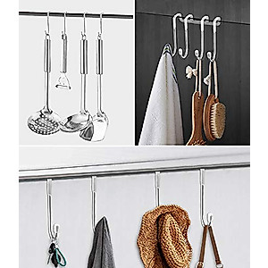 Envibe Shower Door Hooks, Cabinet Hooks, Shower Squeegee Hooks, Towel Hooks for Bathroom Frameless Glass Shower Door (Only for Doors up to 0.78" Thick, Please Measure Before Purchase). 4 Pack, Silver