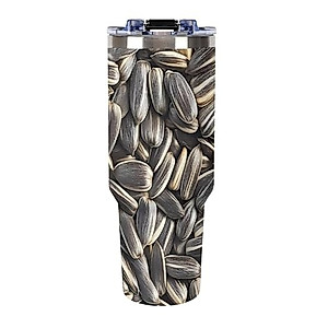 Sunflower Food Insulated Tumblers with Handle Stainless Steel Coffee Mug Funny Travel Cup with Lid Straw 40oz