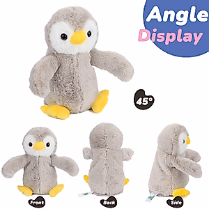 Hopearl Clappy Penguin Interactive Musical Stuffed Animal Singing Plush Toy Adorable Electric Animate Birthday Festival for Kids, Gray, 10''