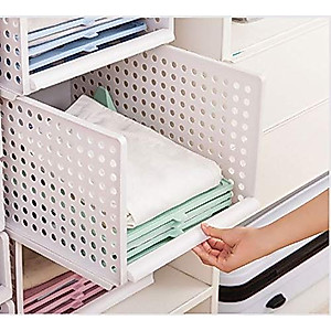 HomeDecoGoods Sturdy Simple Plastic Storage Drawers, Stackable Small Large Sliding Basket Organizer Drawer, White - Storage Drawers Organizer Using for Office, Kitchen, Living Room (Small)