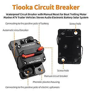Tiooka 150 Amp Circuit Breaker 12V-48V 3 Pack with Manual Reset for Boat Trolling Motor Marine ATV Trailer Vehicles Stereo Audio Electronic Battery Solar System Waterproof Circuit Breaker