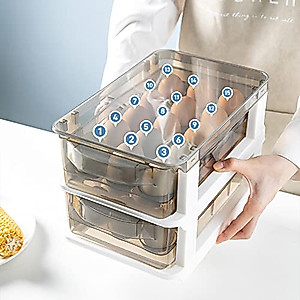 30 Grid Large Capacity Drawer Type Egg Holder, Household Egg Fresh Storage Box, Multi-Layer Chicken Egg Storage Container,Egg Drawer Box,White-Singlelayer