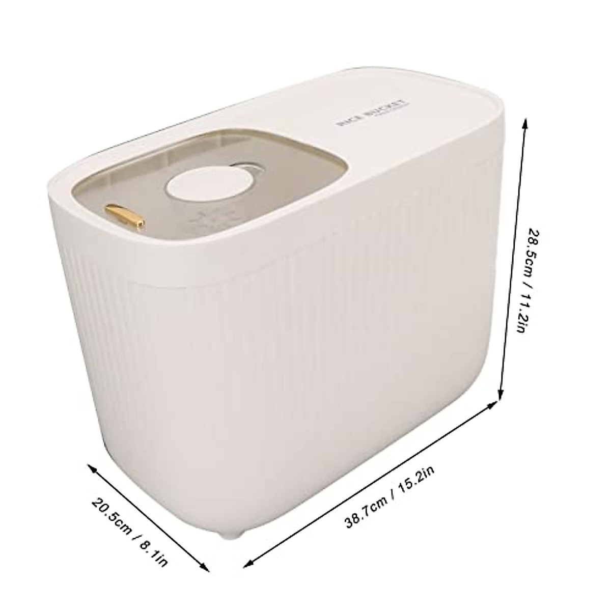 Masyrt Rice Container, Plastic Rice Bucket, Rice Container with Transparent Lid for Flour Beans (White)