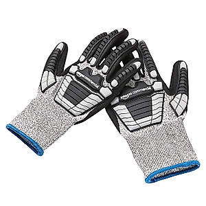 AmazonCommercial 13G SilverSilk & Sandy Nitrile Gloves with Impact Protection (Grey/Black), Size XL, 3-Pairs