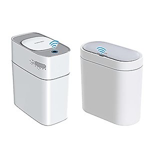 JOYBOS 2 Pack Touchless Bathroom Trash Cans and Waterproof Motion Sensor Small Automatic Bagging Garbage Can with Lid