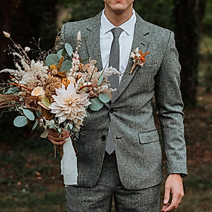 Mantieqingway Mens Ties 2.36" Cotton Skinny Ties for Men Wedding Party Solid Color Necktie (Grey)