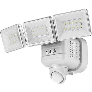 SOLLA Battery Powered LED Flood Light Outdoor, Wireless Motion Sensor Security Lights, 5000K, IP65 Waterproof, Flood Light Battery Operated, 3 Head Motion Detector Light for Garage,Yard, Porch