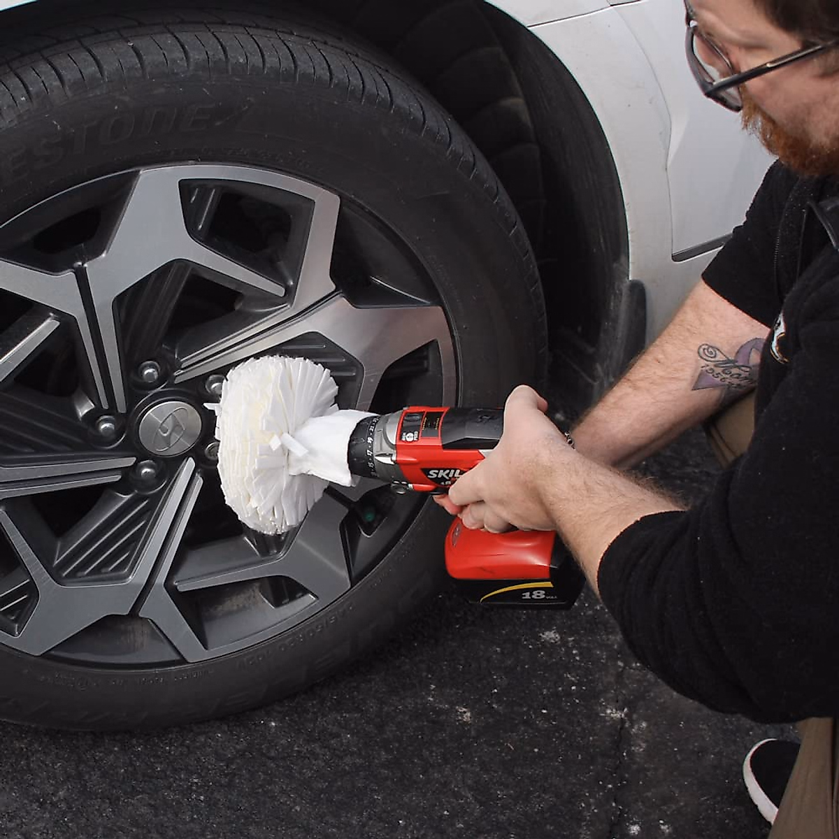 Flitz Buff Ball Car Buffer Drill Attachment with Self-Cooling Design, Never Burns and No Exposed Hardware to Prevent Scratches, Buff and Polish Any Surface, Machine Washable, 5 Inch, White, PB101-50A