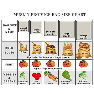 Muslin Produce Bags - Organic Cotton Produce Bags - Cloth Grain Bags - Cloth Vegetable Bags - Cloth Bread Bags - Vegetable Bag Cloth - Produce Bag, Cotton Vegetable Bag Set of 7 (XXL, XL, L, M, S, XS)