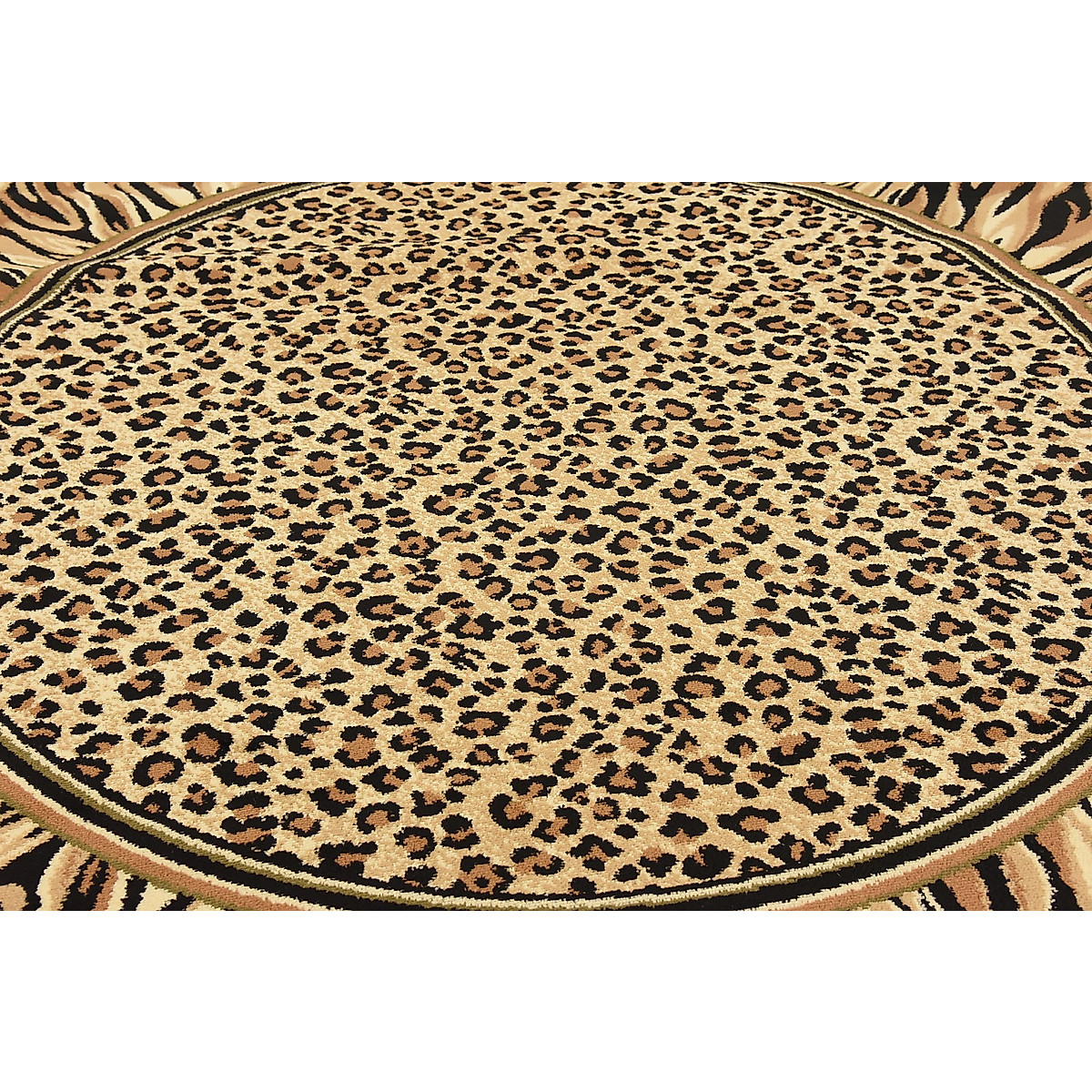 Unique Loom Wildlife Collection Animal Inspired with Cheetah Bordered Design Area Rug, 8 ft, Ivory/Black